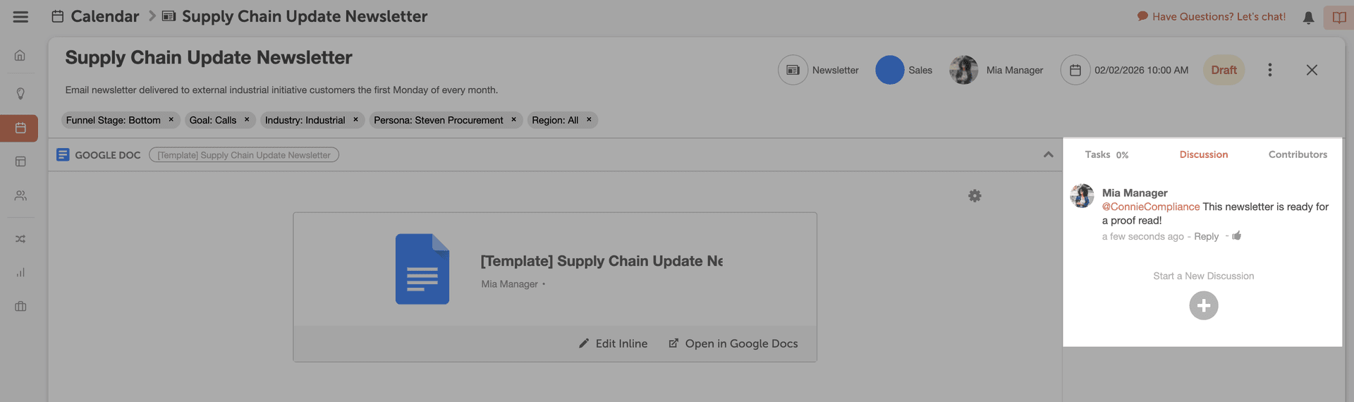 Create Email Newsletters With CoSchedule Calendar Products