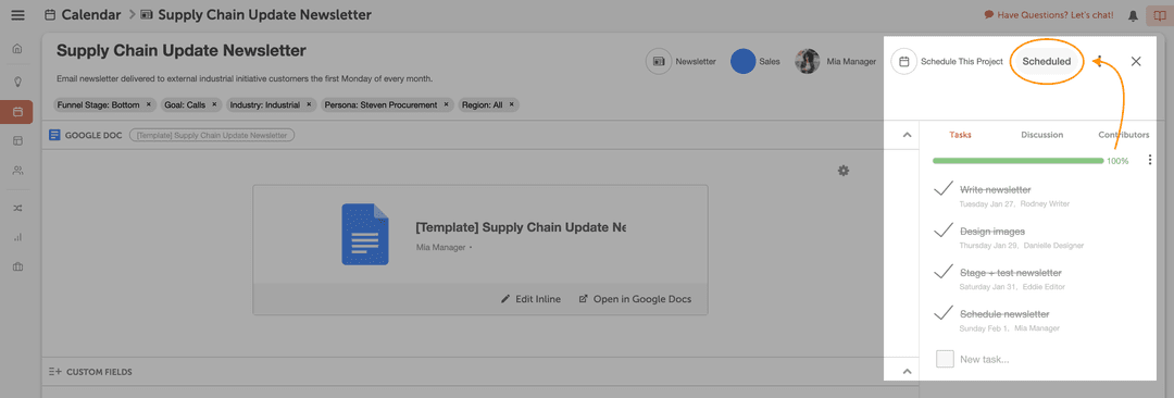 Create Email Newsletters With CoSchedule Calendar Products