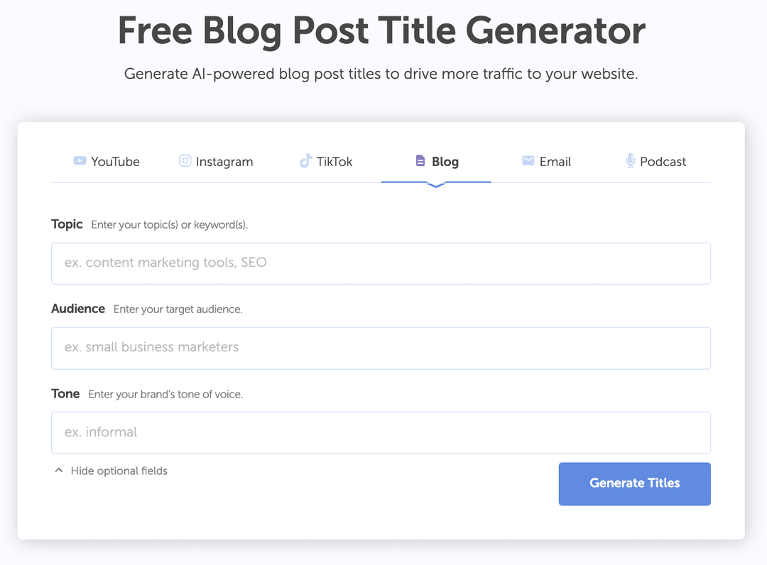 Free AI-Powered Blog Post Title Generator