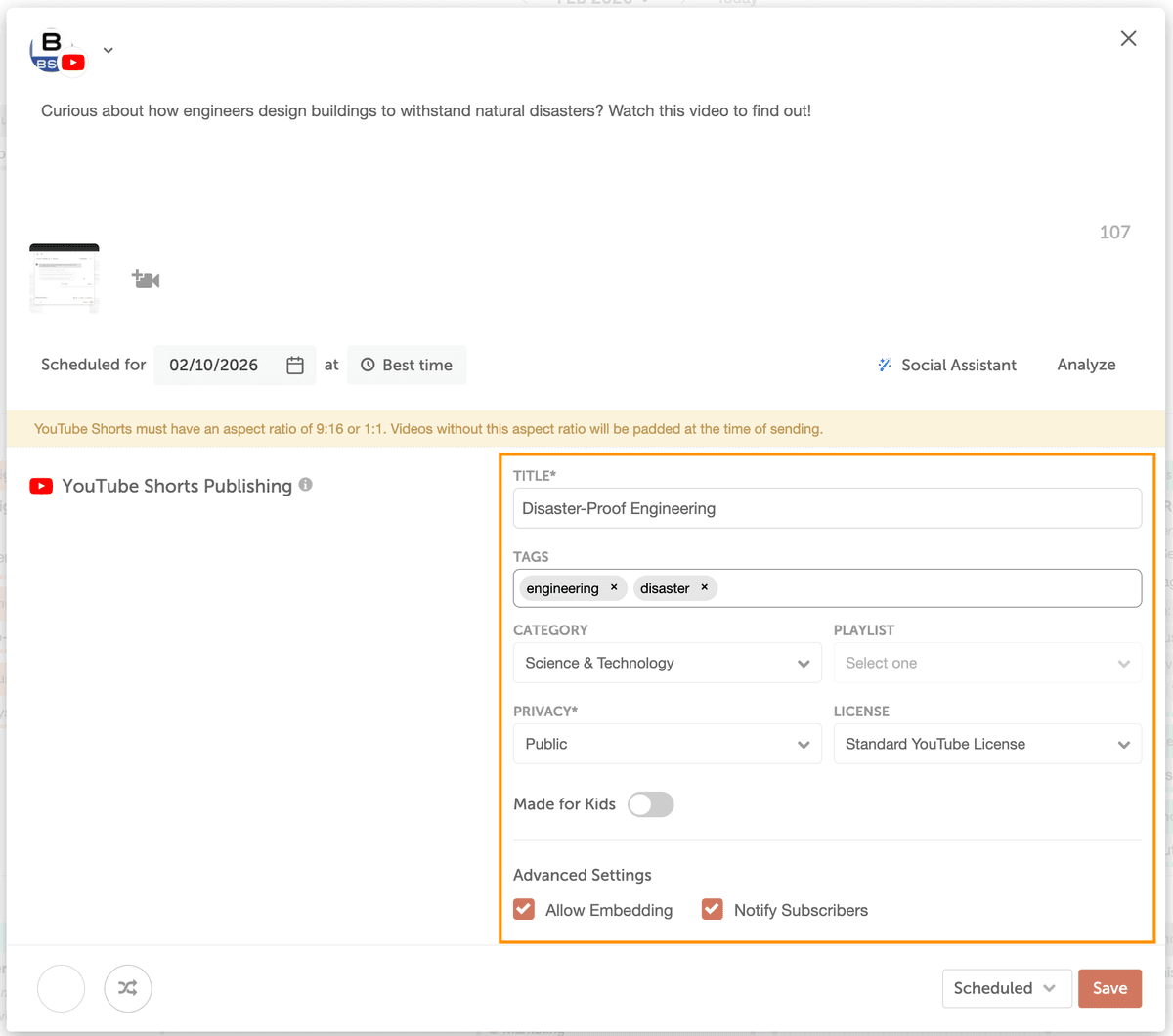 YouTube Shorts Integration Now Available In CoSchedule Calendars - CoSchedule Blog