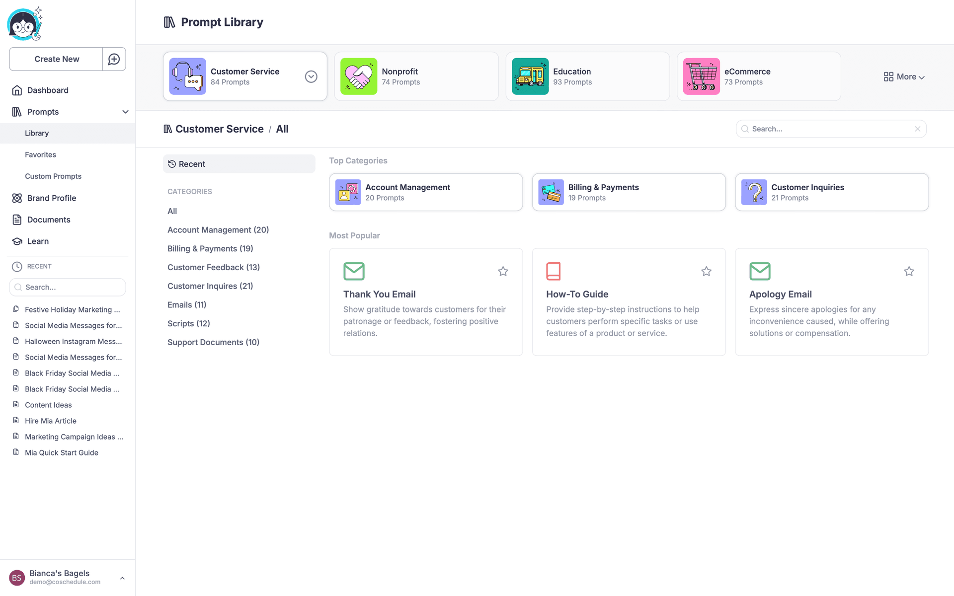 Hire Mia Adds New Prompts For eCommerce, Nonprofits, & More