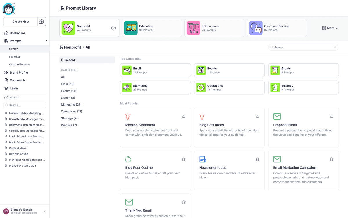 Hire Mia Adds New Prompts For eCommerce, Nonprofits, & More